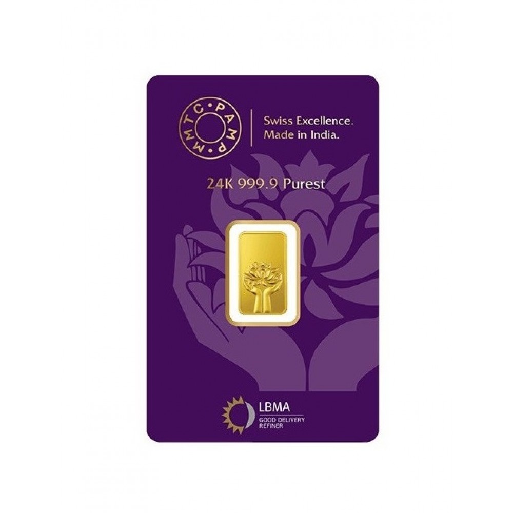 buy 2 gram MMTC-PAMP lotus gold bar 999.9 Purity | existenciajewels.in